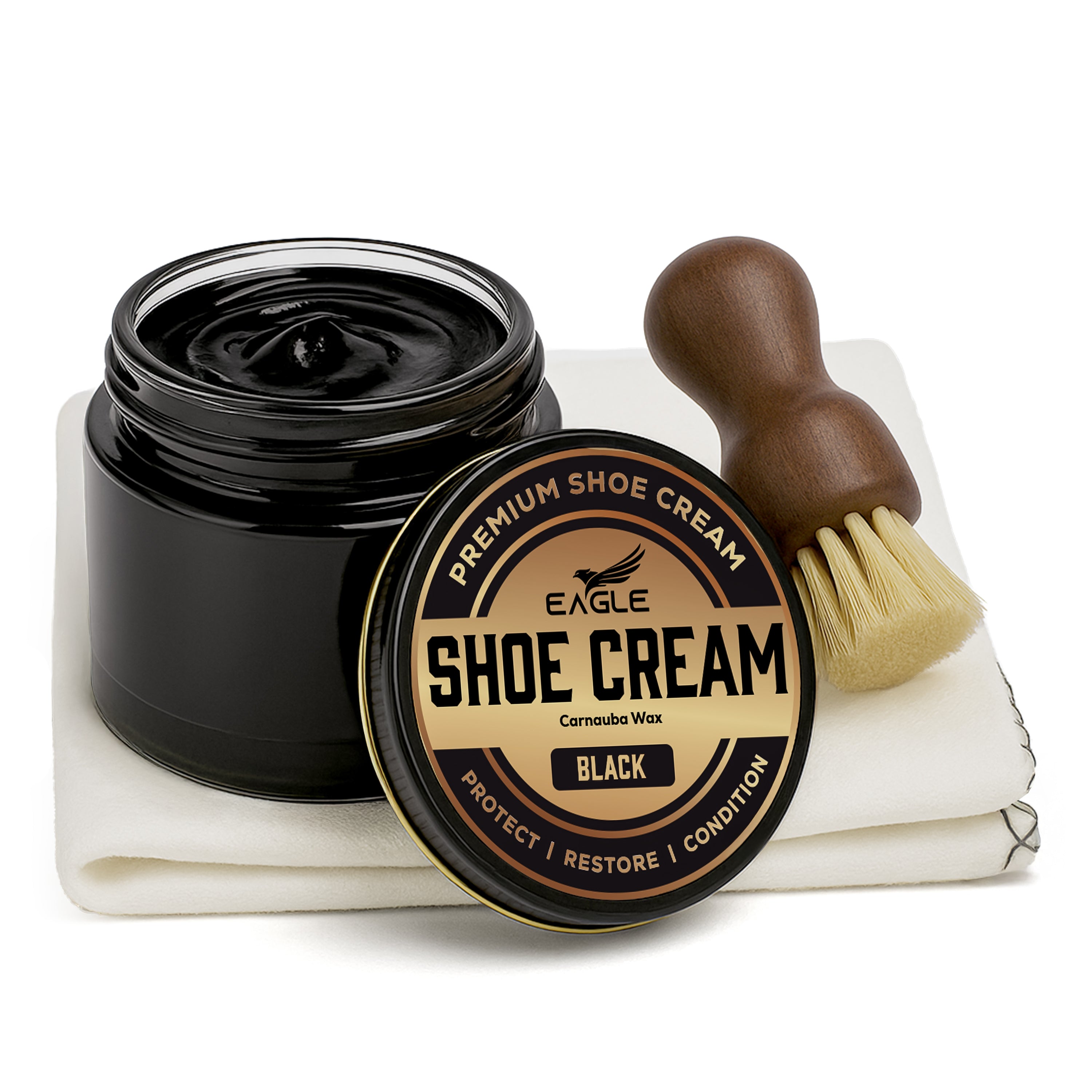 Eagle Shoe Cream Polish Kit Black – 3 Piece Boot & Shoe Polish with Sh ...