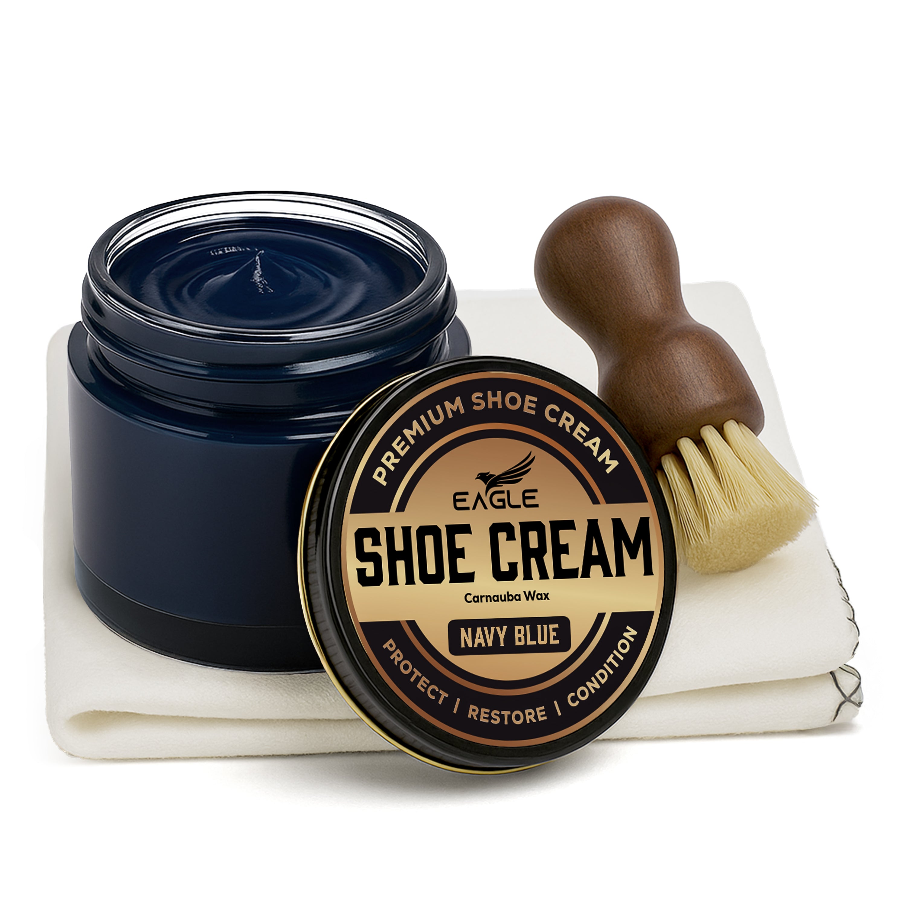 Eagle Shoe Cream Polish Kit Navy Blue – 3 Piece Boot & Shoe Polish wit ...