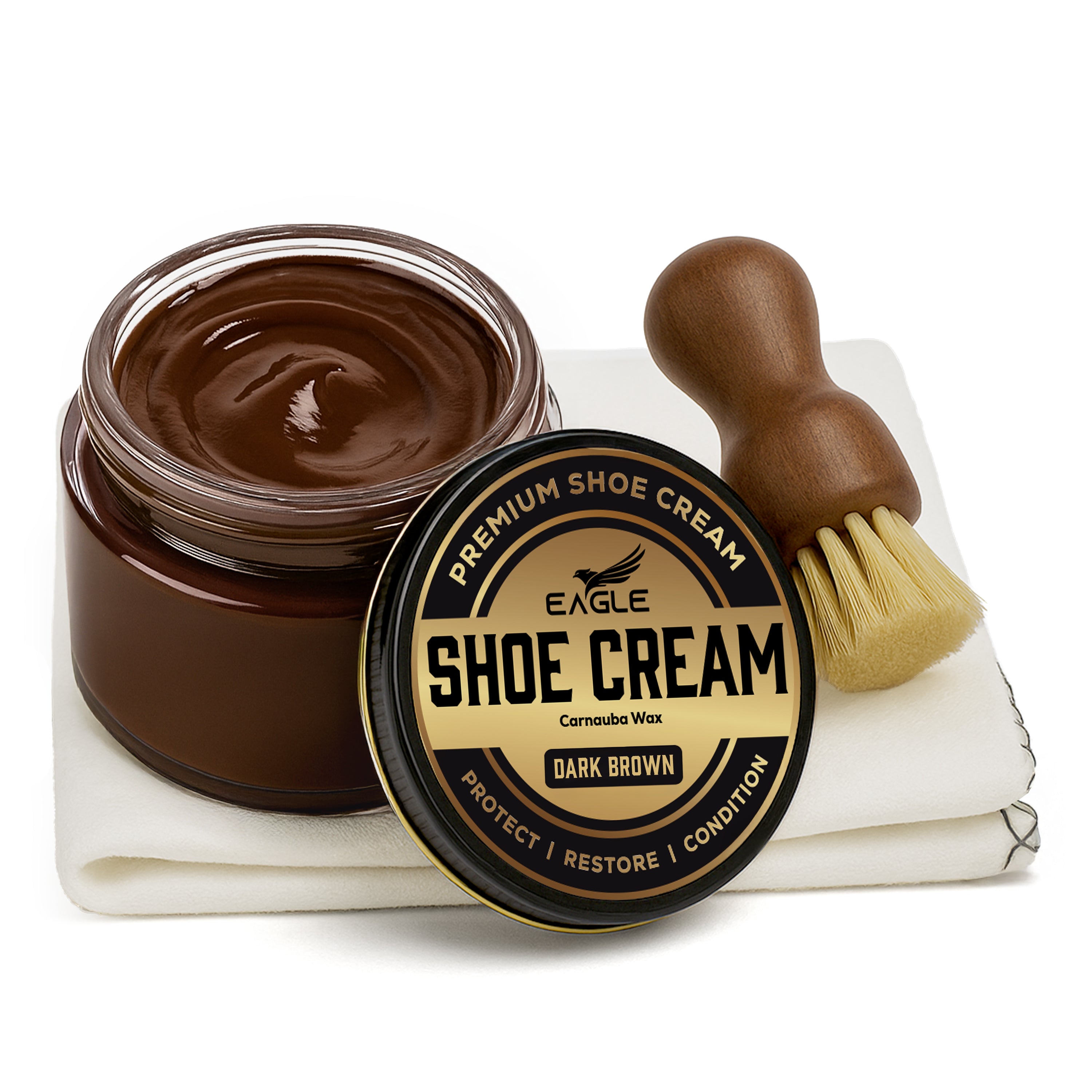 Eagle Shoe Cream Polish Kit Dark Brown – 3 Piece Boot & Shoe Polish wi ...