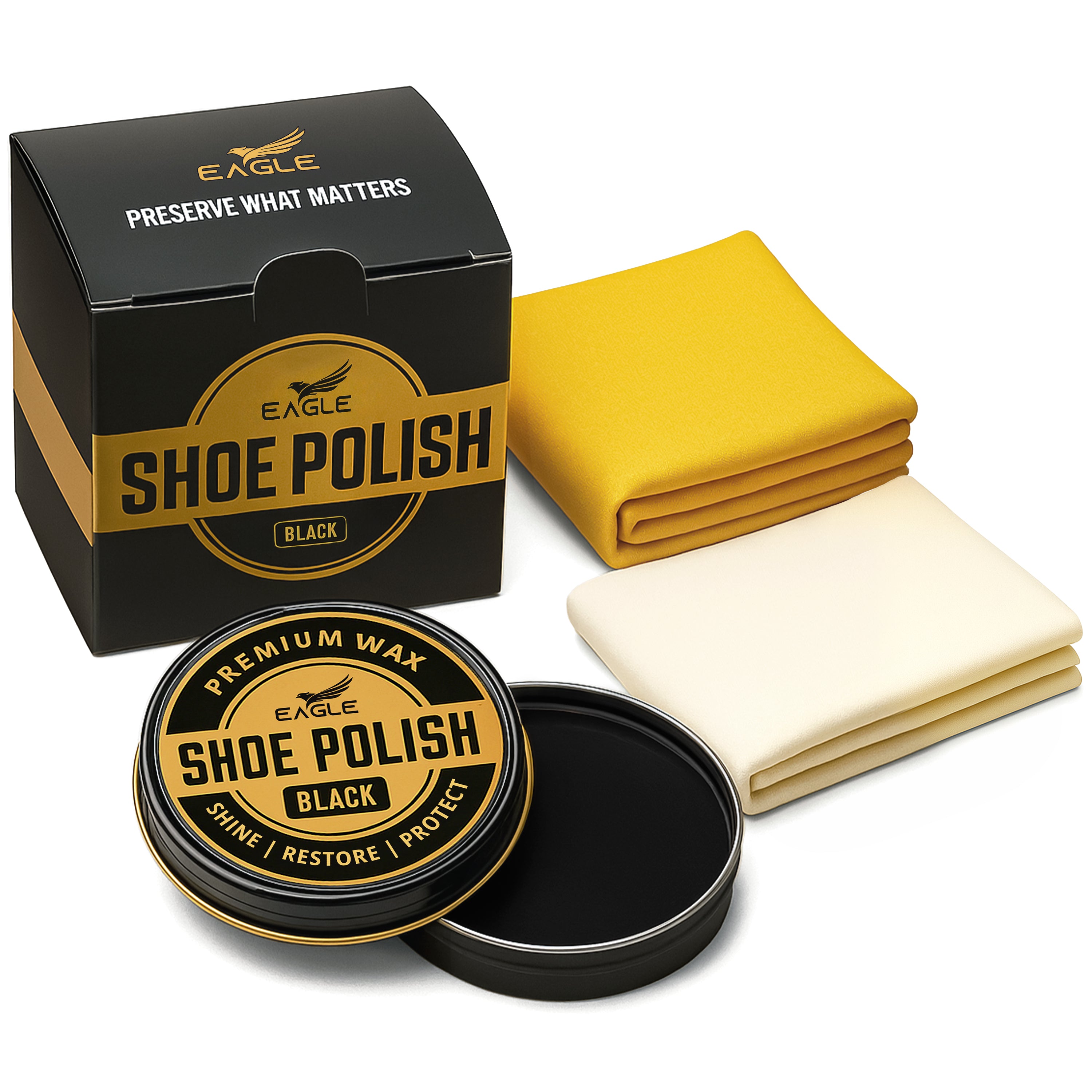 Eagle Shoe Polish Wax Black – Premium High-Gloss Shine – Restores Colo ...