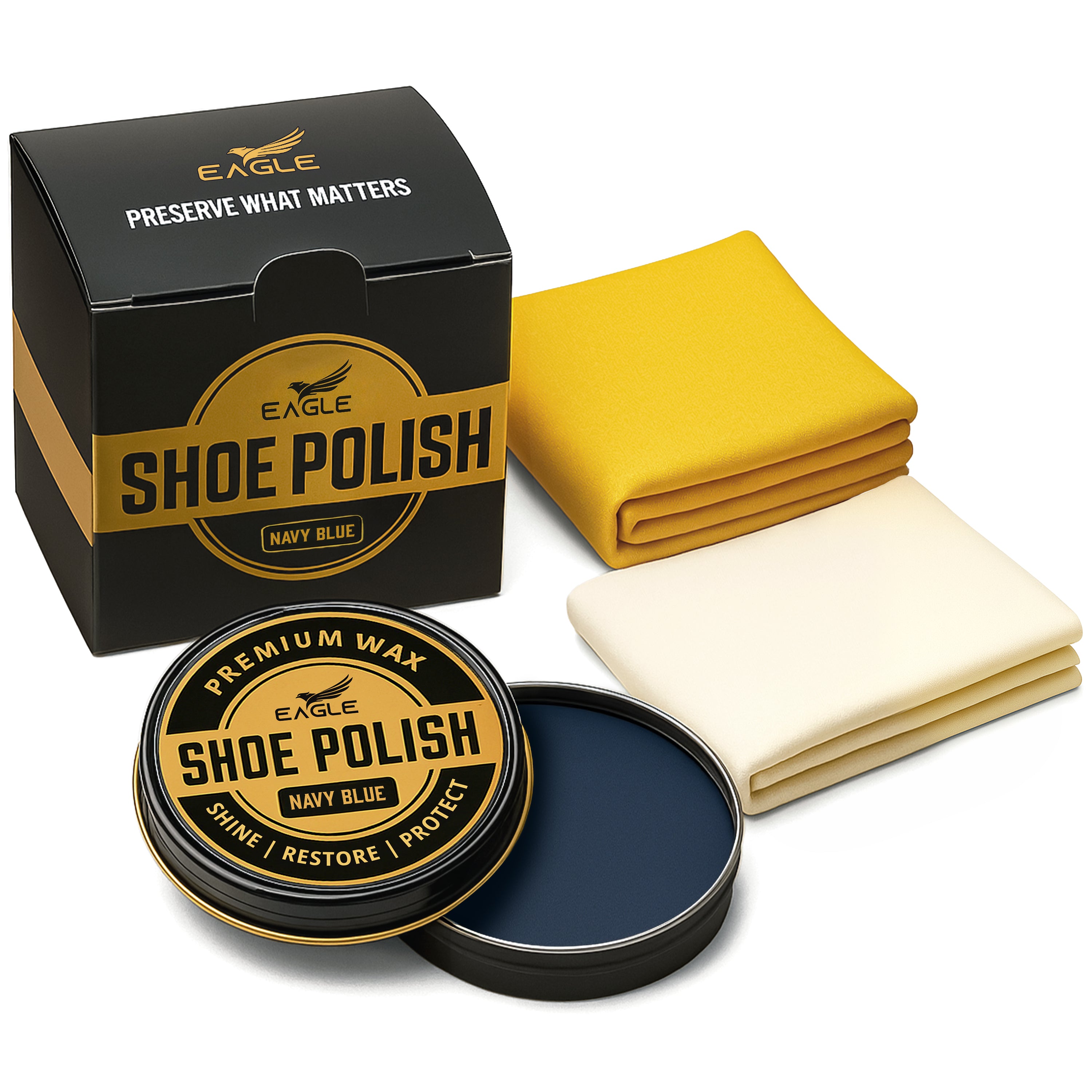 Eagle Shoe Polish Wax Navy Blue – Premium High-Gloss Shine – Restores ...