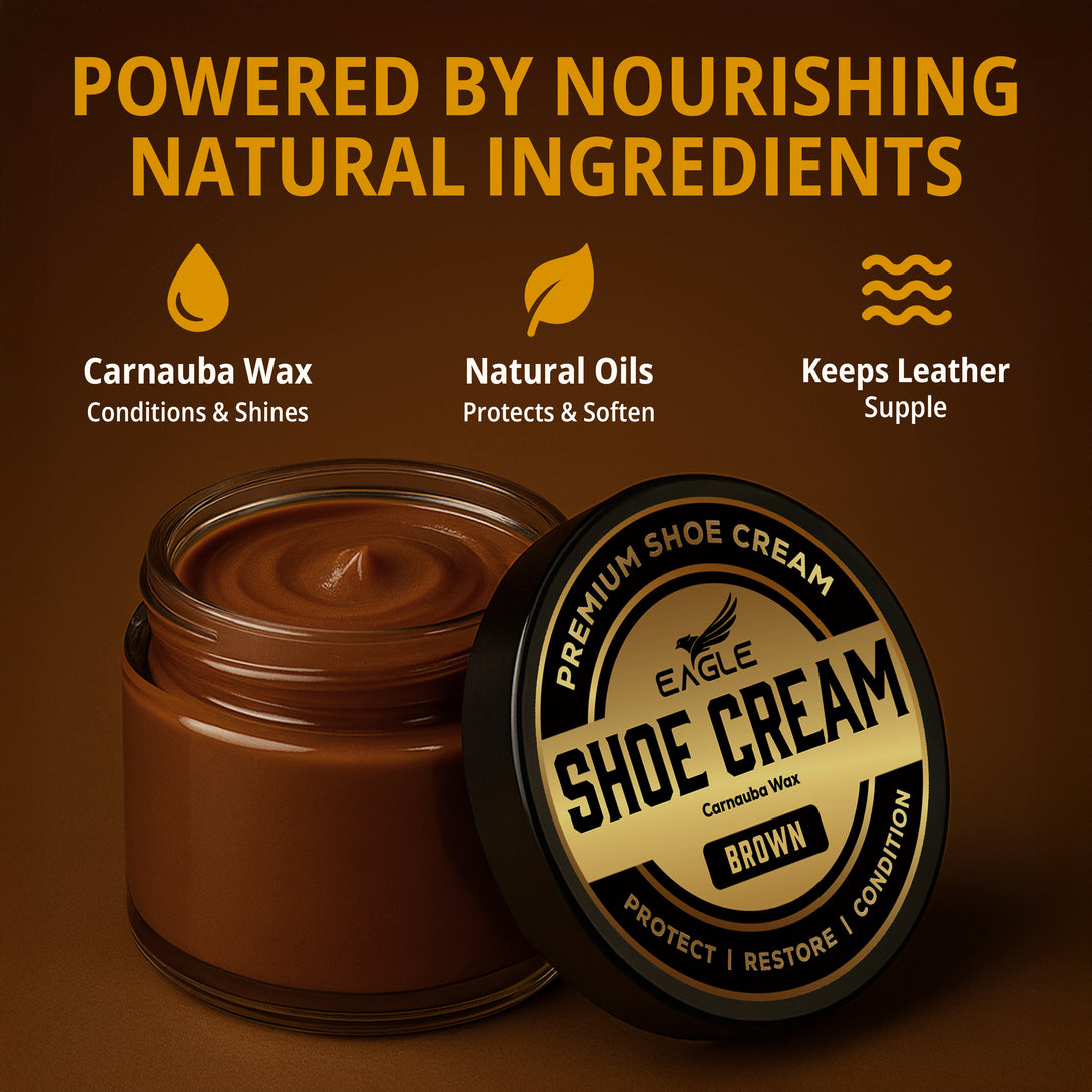 Eagle Shoe Cream Polish Kit Brown – 3 Piece Boot & Shoe Polish with Sh ...