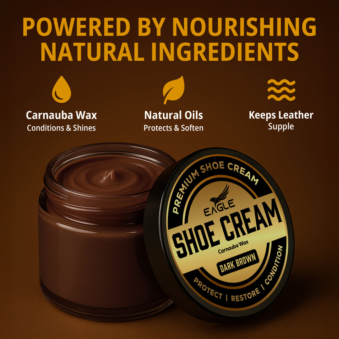 Eagle Shoe Cream Polish Kit Dark Brown – 3 Piece Boot & Shoe Polish wi ...
