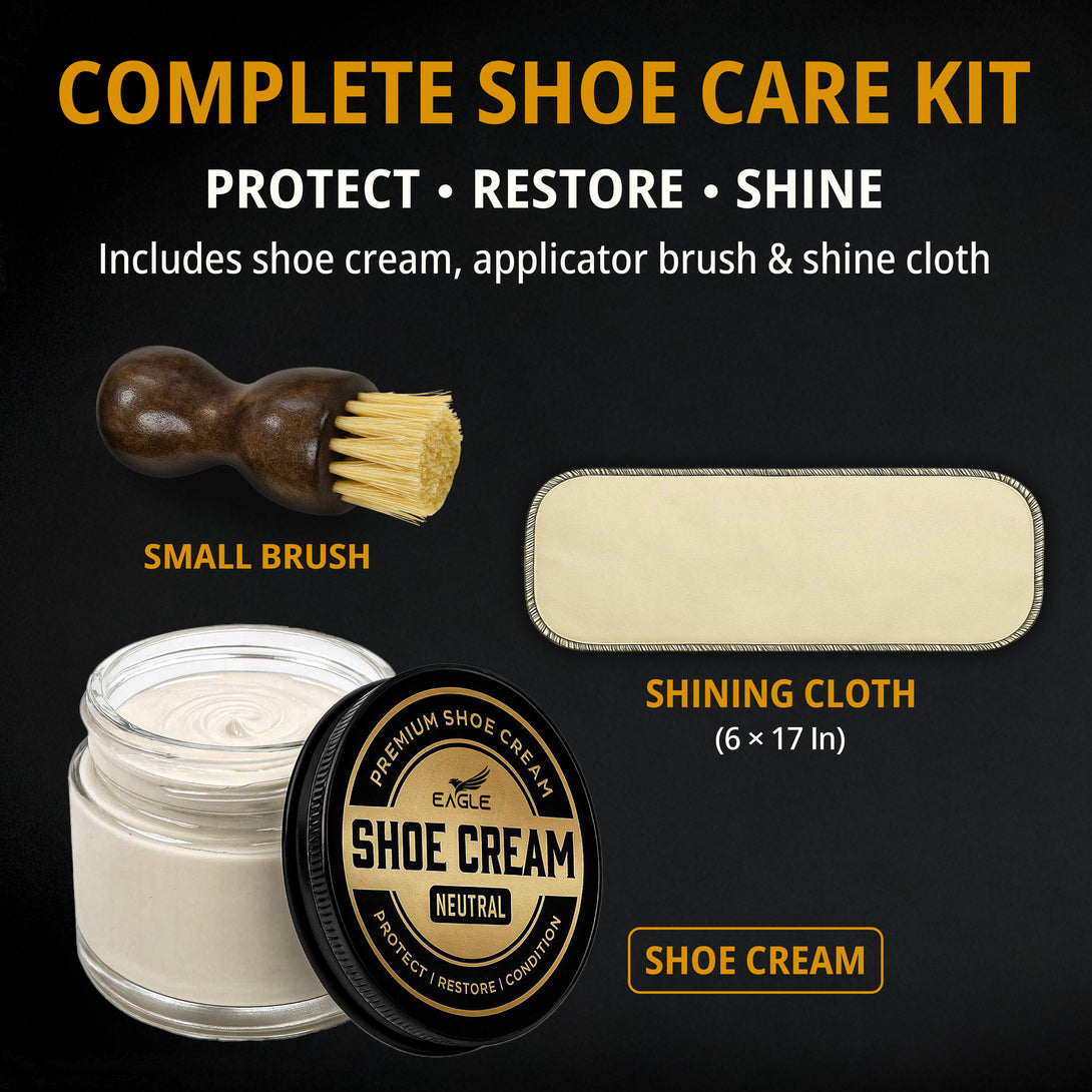 Eagle Shoe Cream Polish Kit Neutral – 3 Piece Boot & Shoe Polish with ...