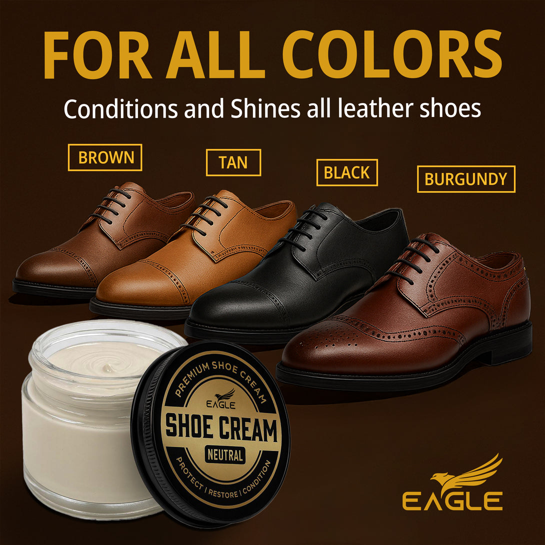 Eagle Shoe Cream Polish Kit Neutral – 3 Piece Boot & Shoe Polish with ...