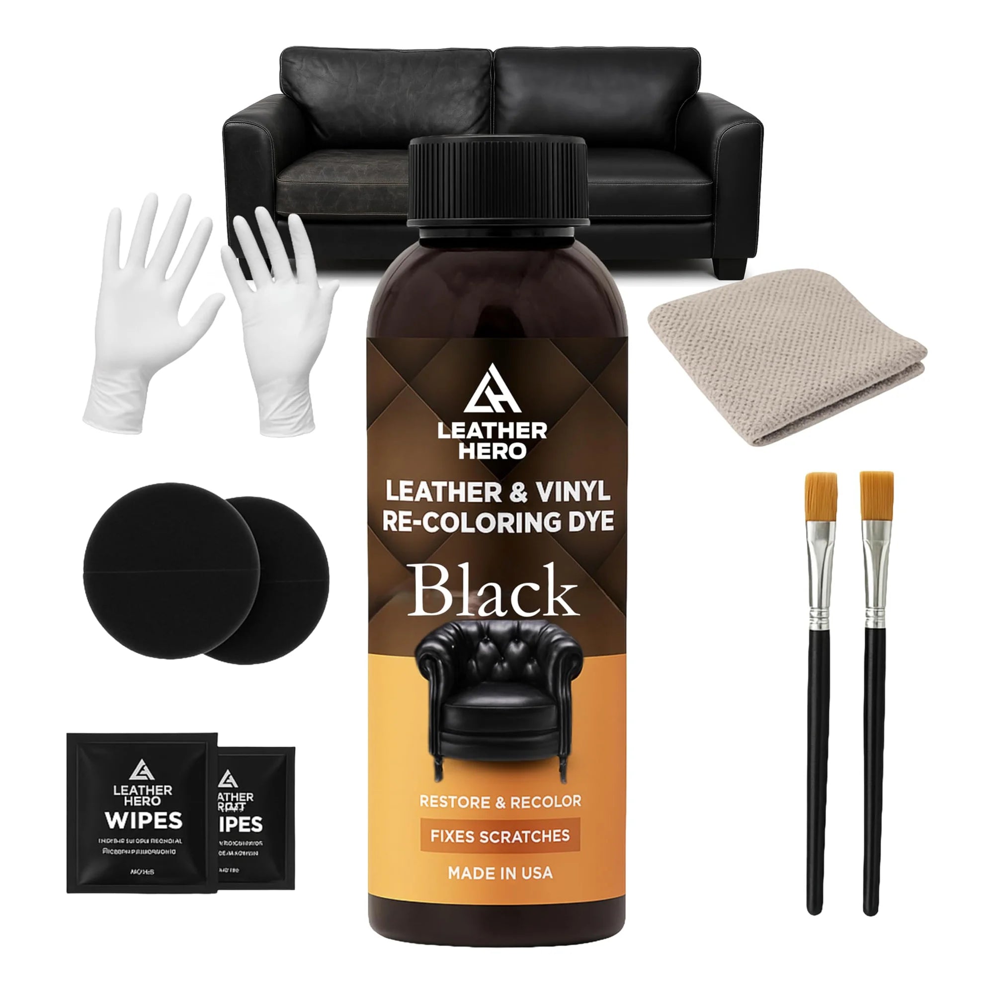 Leather Hero Black Color Restorer Kit – Leather Dye & Scratch Remover ...