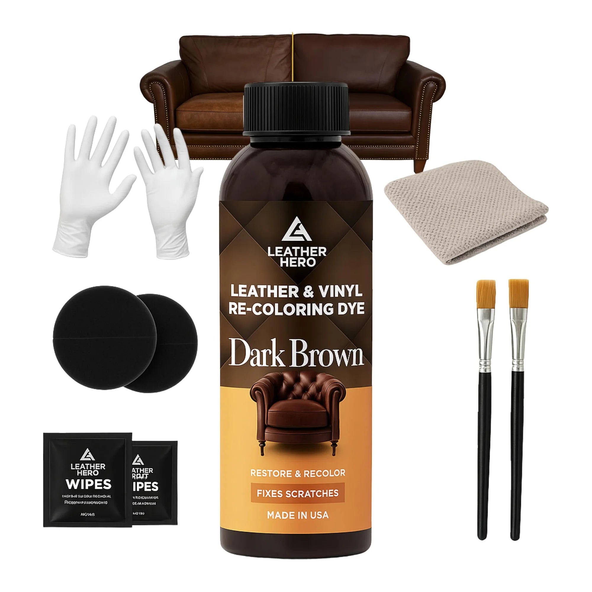 Leather Hero Color Restorer Kit – Leather Dye & Scratch Remover for Co ...