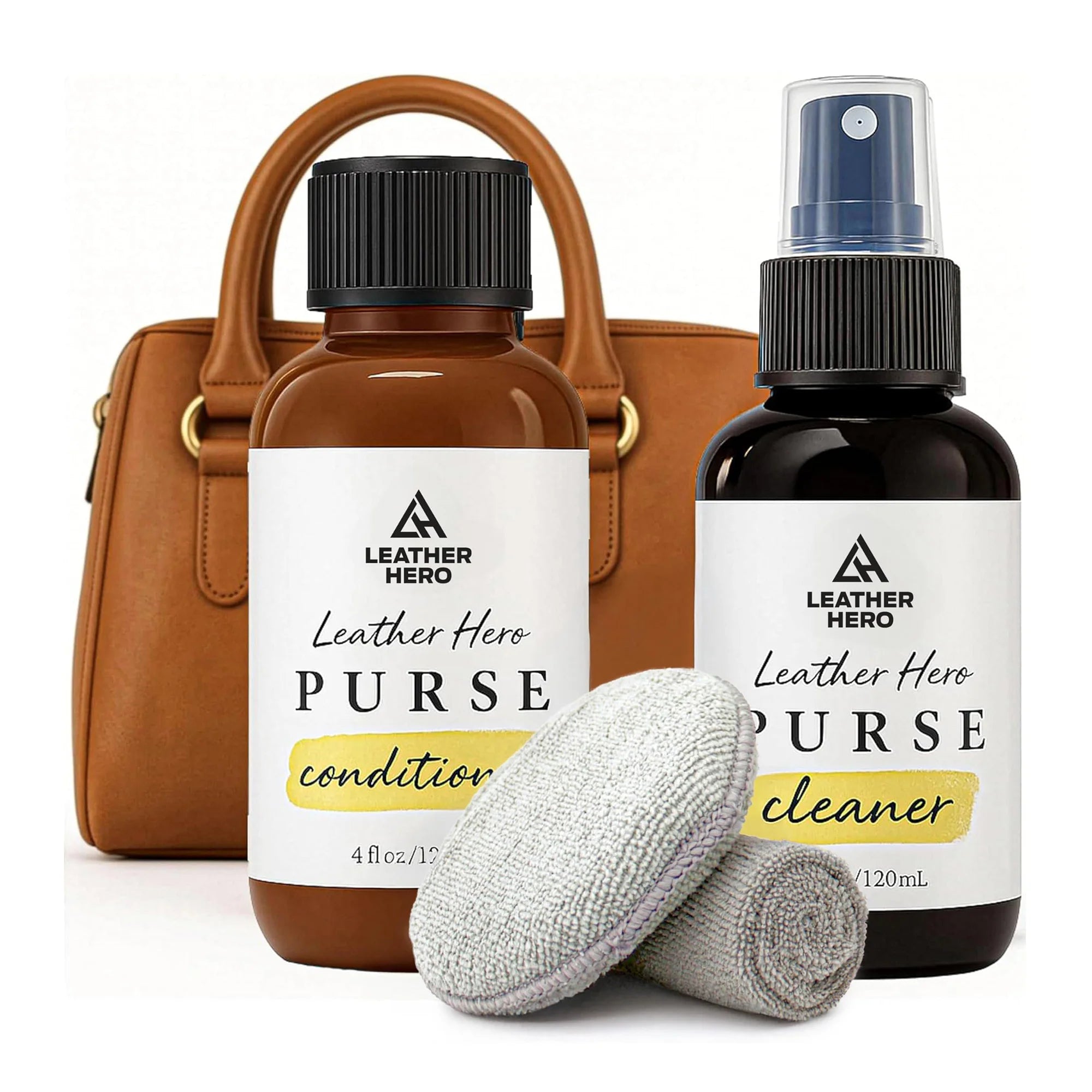Leather Hero Leather Purse Cleaner & Conditioner Kit – 4pc Set with 4o ...